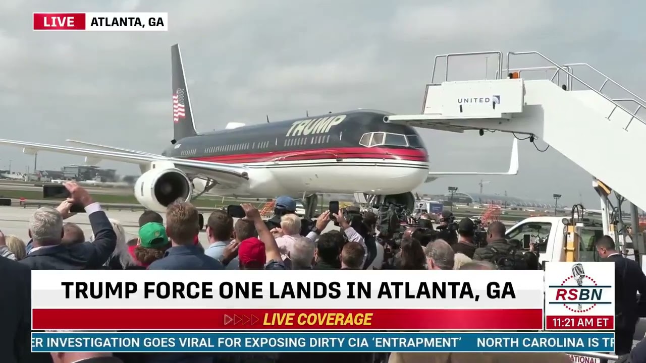WATCH: President Trump arrives in Atlanta, Georgia aboard Trump Force ...