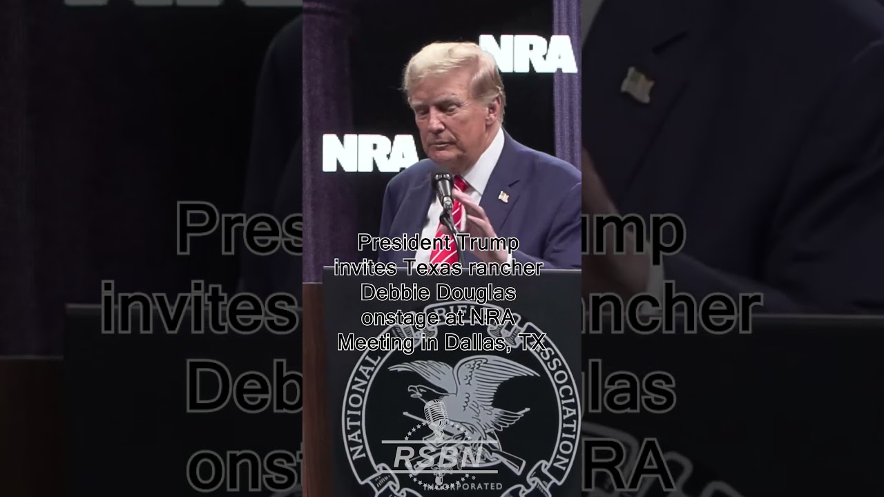 President Trump invites Texas rancher Debbie Douglas onstage at NRA ...
