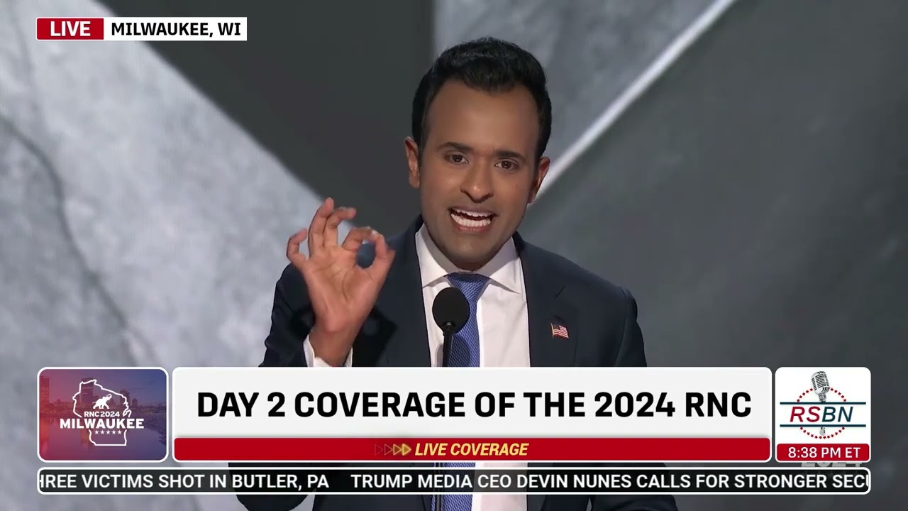 WATCH: Vivek Ramaswamy at 2024 RNC in Milwaukee, WI – 7/16/2024 | One-News