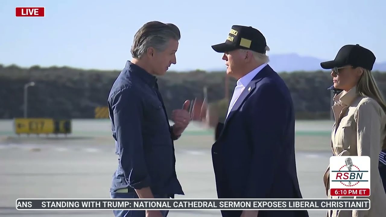 WATCH: PRESIDENT TRUMP AND GAVIN NEWSOM MEET ON TARMAC IN LOS ANGELES ...