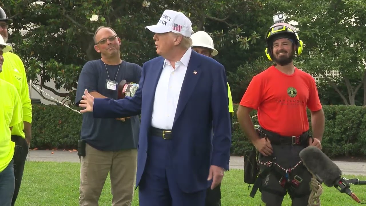 President Trump Participates in New Flagpole Installation on South Lawn ...