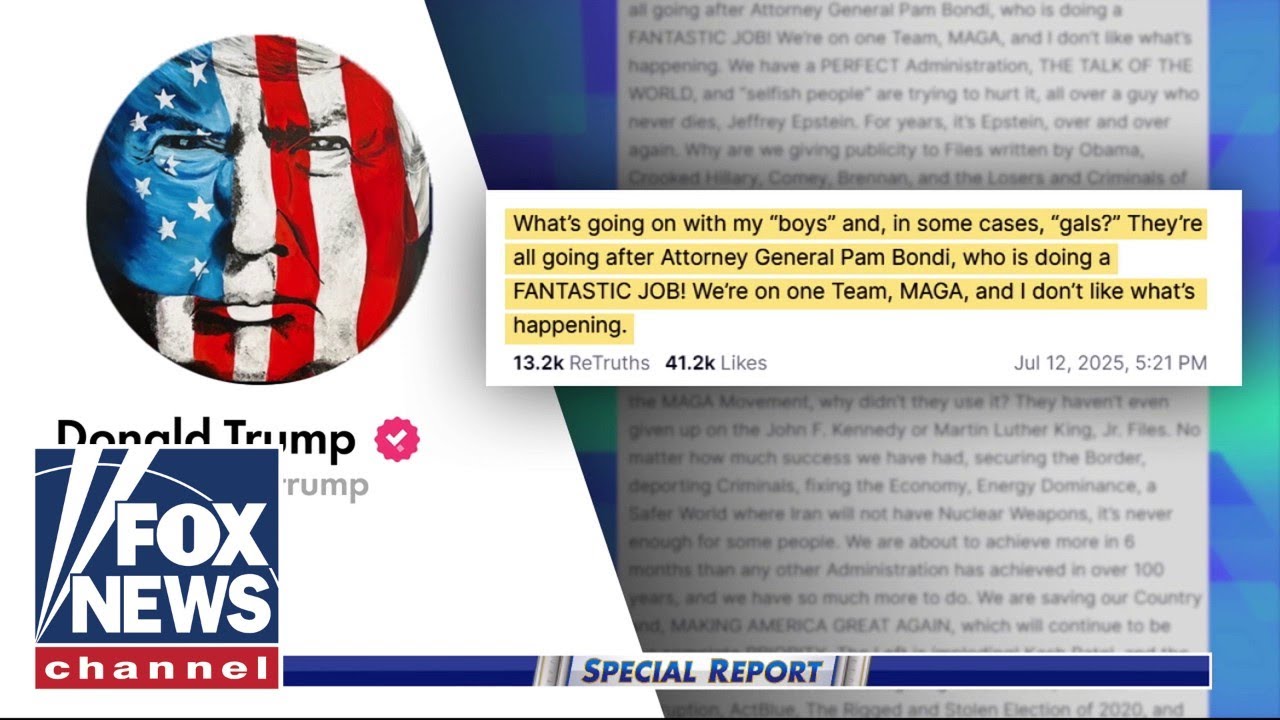 FALLOUT following Trump's defense of Bondi amid Epstein files | One-News